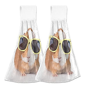 Kigai Hand Towels Funny Guinea Pig Hand Towels for Bathroom Kitchen Hanging Hand Towels Ultra Soft and Highly Absorbent Quick-Dry Hand Towels 18.2x14in