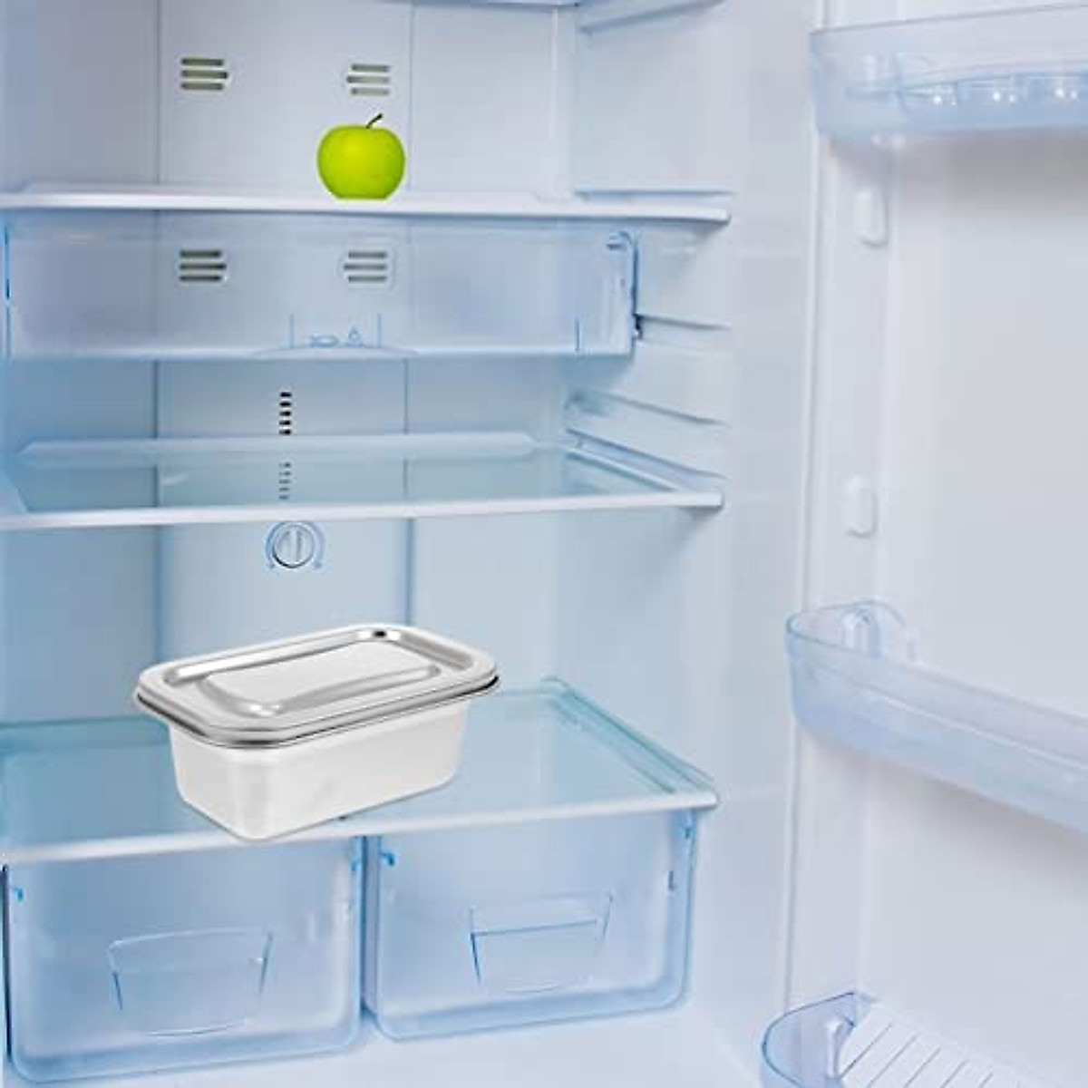 Hemoton Reusable Ice Cream Storage Containers with Lids Stainless Steel Food Keeper Freezer Box Insulated Ice Cream Tub for Refrigerator Home Made Ice Cream