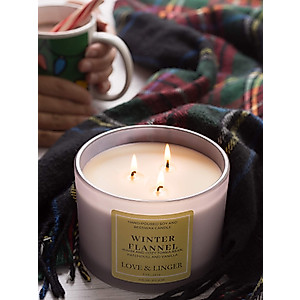 Winter Candles | Flannel Candle | Luxury Soy & Beeswax Candles for Home | 16 oz. Large Jar 3 Wick Candle | Holiday Candles | Christmas Candles | Winter Scented Candles