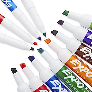 EXPO Dry Erase Marker Kit with 12 Fine & Chisel Tip Markers, Eraser & Spray Cleaner, 14-Piece Set