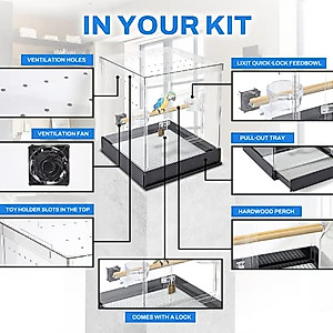 PENNZONI Small Bird Cage, Acrylic Birdcage, Crystal Clear Acrylic Cage for Birds, Bird House for Parrots, Bird Cages for Parakeets