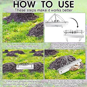 Mole Trap Half Round Metal Mole Killer Reusable Ground Squirrel Trap Heavy Duty Gopher Rat Vole Traps Tactical Traps for Outdoor Lawn Garden Yard Gopher Vole Trapping (4 Packs)