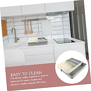 KJHBV 1 Set Compartment Cutlery Box Kitchen Drawer Organization Silverware Organizer Utensil Tray Kitchen Cutlery Tray Plastic Organizers Portable Utensil Holder Pp Fork Spoon Detachable