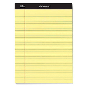 Office Depot Professional Legal Pad, 8 1/2in. x 11 3/4in., Legal Ruled, 50 Sheets Per Pad, Canary, Pack Of 8 Pads, 99527