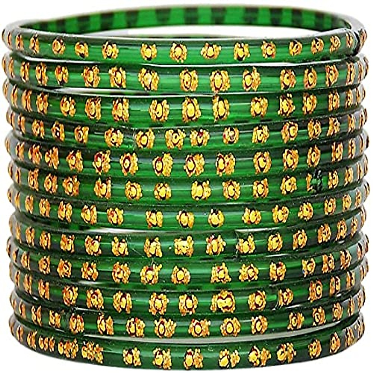 JD'Z COLLECTION Glass Bangles For Women, Indian Traditional Jewelry Glass Bangles Set for Ethnic Daily Wear, Bollywood Bridal Bangles for Indian Marriage (Set of 12-2.8) - Green