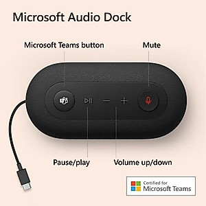 Microsoft Audio Dock - Teams Certified, USB-C Dock, HDMI 2.0, USB-A, USB-C x 2 Ports, Pass-Through Charging, Audio Speaker Phone, Works with Teams, Zoom, and Google Meet apps