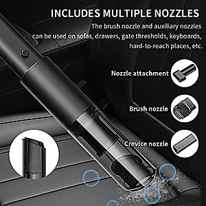 Wireless Handheld Vacuum Cleaner, 6000Pa High Suction Power, Portable Home and Car Accessories, Cordless Handheld Vac Cleaning Device, Ultra-Lightweight 0.8 lbs, Two Filters and Storage Bag, Black