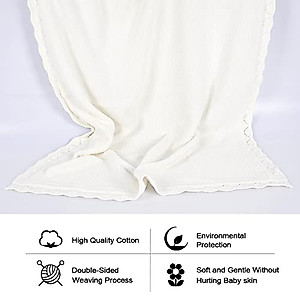 YOYI YOYI Cotton Baby Blanket Waffle Knit Toddler Blankets Soft Warm Breathable Nursery Swaddling Blankets for Girls and Boys Receiving Blanket for Crib, Stroller, car 31"x40"(Milk)