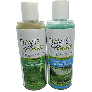 Davis Finest Neem Aloe Vera Reetha Herbal Shampoo Conditioner for Hair Growth, Hair Loss, SLS, Paraben and Sulphate Free Vegan Hair Cleanser 210ml