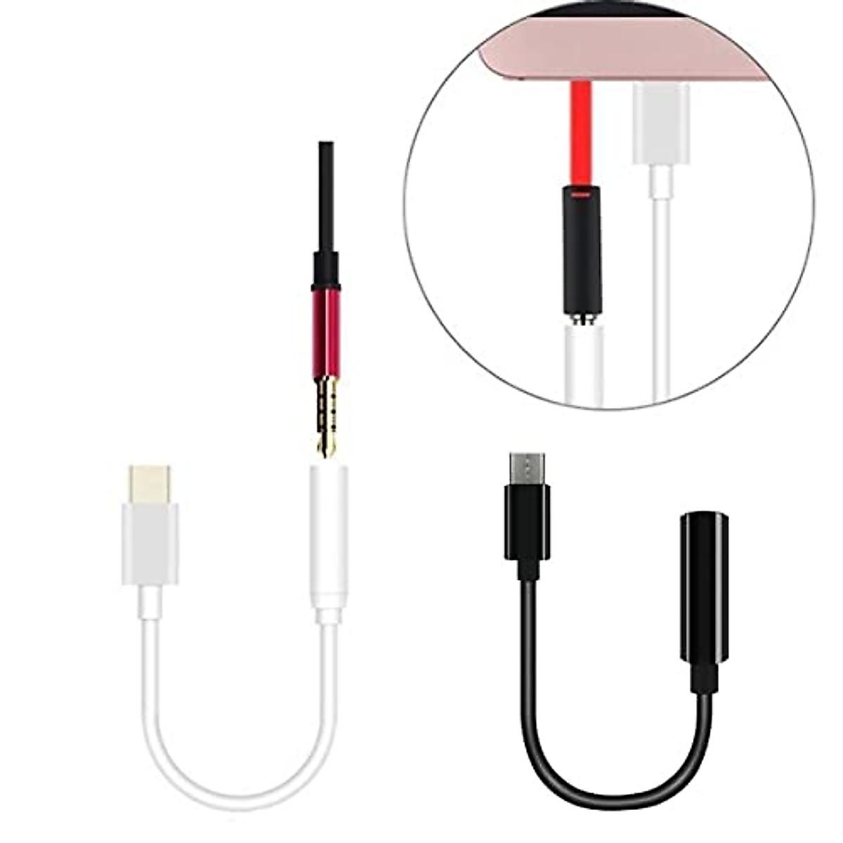 Mikikit Headphone Adapters 2pcs Type-c Aux Cable Earphone Male .mm Black Audio Type to Adapter USB-c Jack USB C Female Headphone Adapter