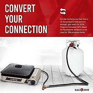 Gas One 4 ft Propane Hose 1lb to 20lb Adapter Hose - 16.4 oz to 20 lb QCC1/ Type 1 - Allows 5+lb Propane Tanks