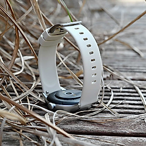 BISONSTRAP Silicone Watch Bands, Slim Watch Straps with Quick Release, 20mm, Ivory (Beige) with Black Buckle