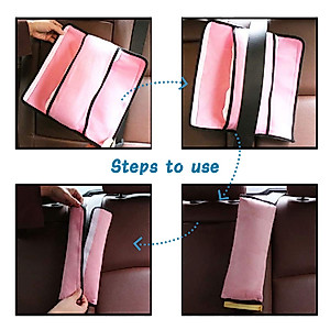 Ecloud Shop® 2pcs Seatbelt Pillow,Car Seat Belt Covers for Kids, Adjust Vehicle Shoulder Pads, Safety Belt Protector Cushion, Soft Auto Seat Belt Strap Cover Headrest Neck Support for Kids Blue+Gray