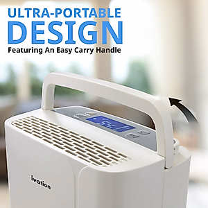 Ivation 14.7 Pint Compressor Dehumidifier – Small and Compact with Continuous Drain Hose for Smaller Spaces, Bathroom, Attic, Crawlspace and Closets - for Spaces Up to 320 Sq/Ft