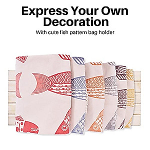 TOGETRUE Plastic Bag Holder, Natural Cotton Grocery Shopping Bag Holder, Cute Fish Pantry Decor (Sky Blue)