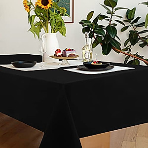 Dekoresyon 2 Pack Rectangle Tablecloth 60 x 102 Inch, Stain and Wrinkle Resistant Washable Polyester Table Cloth, Decorative Table Cover for Dining Table, Parties and Wedding, Black
