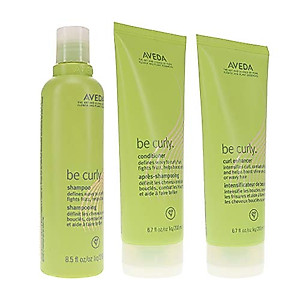 Aveda Be Curly Shampoo 8.5 Oz, Conditioner 6.7 Oz & Curl Enhancer 6.7 Oz