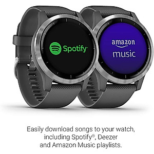 Garmin 010-02174-01 Vivoactive 4, GPS Smartwatch, Features Music, Body Energy Monitoring, Animated Workouts and More, Silver with Gray Band (Refurbished)