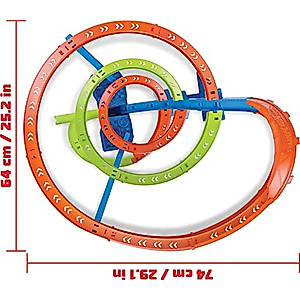 Hot Wheels Toy Car Track Set Spiral Speed Crash, Powered by Motorized Booster, 29-in Tall Track with 1:64 Scale Car