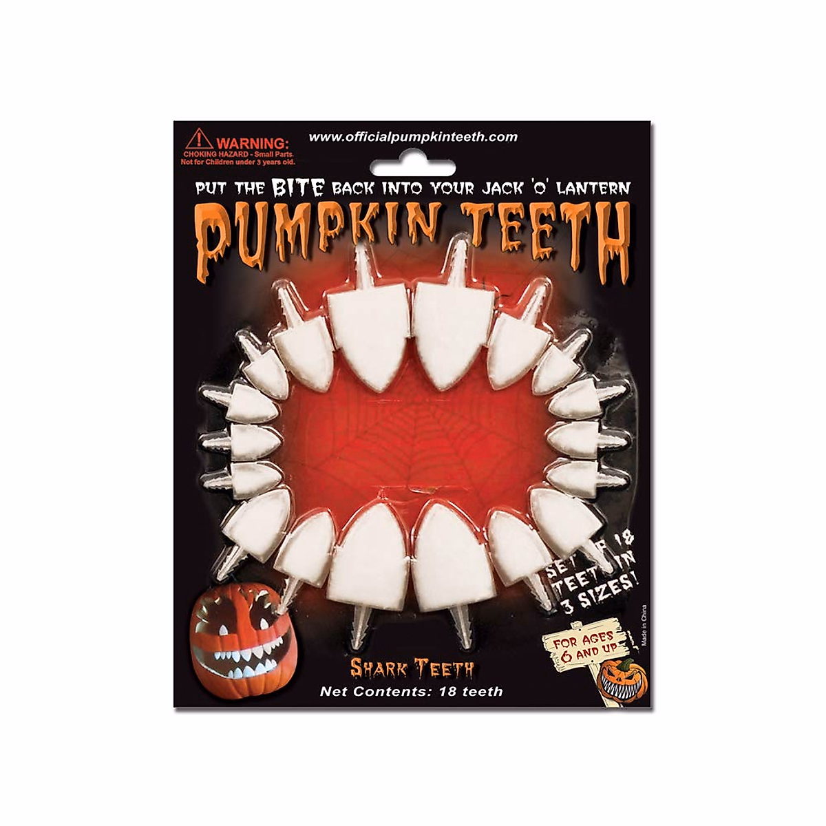 Halloween Pumpkin Carving Kit - Pumpkin Teeth for your Jack O' Lantern (White - 18 Fang, 18 Shark, 18 Buck)