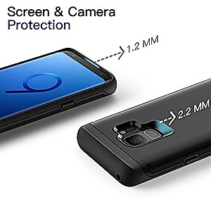 JETech Heavy Shockproof Case for Samsung Galaxy S9, Dual Layer Rugged Protective Phone Cover with Shock-Absorption (Black)