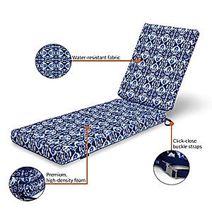Classic Accessories for Vera Bradley Water-Resistant Patio Chaise Lounge Cushion, 26 x 48 x 32 x 3 Inch, Ikat Island