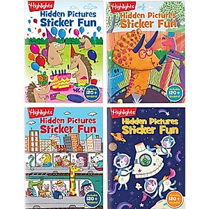 Highlights Hidden Pictures Sticker Fun Sticker Books for Kids Ages 3-6, 4-Pack of Sticker Books, 64 Pages of Seek and Find Sticker Activities, Books Double as Coloring Books, 480+ Stickers, Volume 2