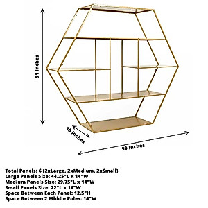 Efavormart 4ft Large Gold Metal Hexagonal Cake Dessert Display Stand, Wedding Arch Backdrop, Balloons Rack, Modern Bookcase