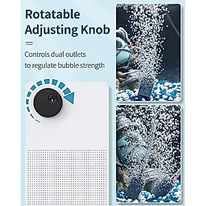 Pawfly 64 GPH Aquarium Air Pump with Dual Outlets Adjustable Quiet Oxygen Aerator Pump with Airline Tubing Air Stone Connector and Check Valve Accessories for Fish Tanks up to 75 Gallons