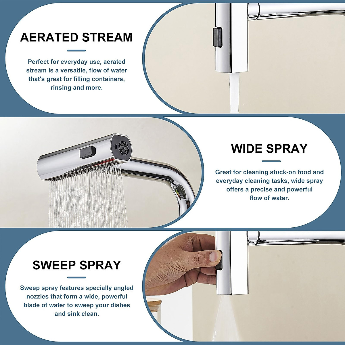 AVSIILE Kitchen Faucet with Pull Down Sprayer, Chrome Waterfall Touch Single Hole Stainless Steel Kitchen Sink Faucets, Commercial Modern Single Handle Faucets for Kitchen Sinks with Pull-down Sprayer