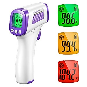 HUHETA Infrared Thermometer for Adults, Non Contact Forehead Thermometer with Fever Alarm, Accurate Reading and Memory Function, Body Temperature & Surface of Objects Use (Purple)