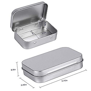 Tamicy Metal Rectangular Empty Hinged Tins - Pack of 40 Silver Mini Portable Box Containers Small Storage Kit & Home Organizer small tins with lids craft containers 3-1/2''X2-1/2''X4/5''