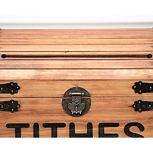 Wooden Tithes Box for Church Collections with Lock and Key Option Rustic Chapel Money Holder Trunk Fundraising Charity Donation Ballot Suggestions Box