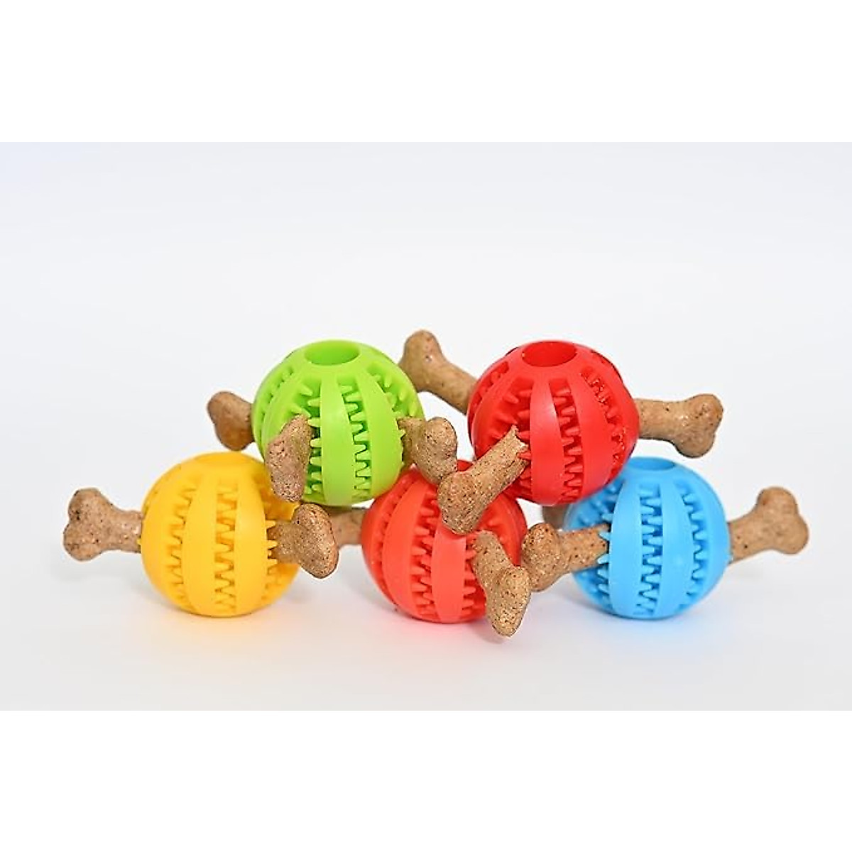 We Rocks Dog Toy Ball,Nontoxic Bite Resistant Teething Toys Balls for Small Dog and Puppy Cat, Dog Pet Food Treat Feeder Chew Tooth Cleaning Ball Exercise Game Dog Ball (Yellow)