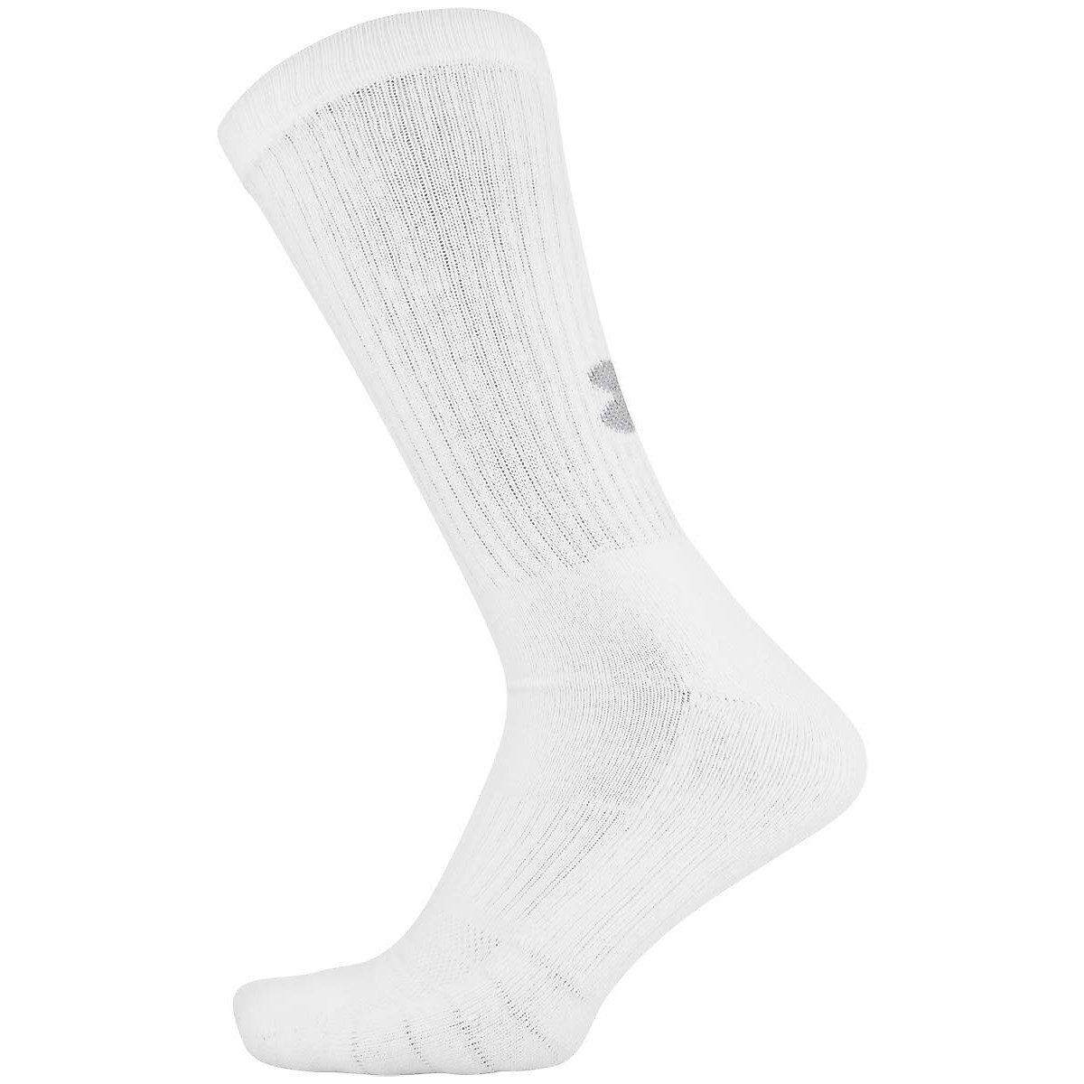 Under Armour Adult Training Cotton Crew Socks, Multipairs , White (6-Pairs) , Large