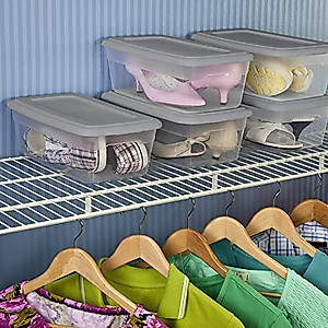 40 Pack 6 Qt. Plastic Shoes Storage With Durable Lid, Stackable and Nestable Snap Lid BPA-Free Plastic Storage Box Organizing Container With Gray Lid.