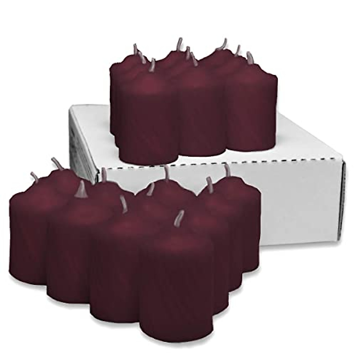 Burgundy Mulberry Scented Votive Candles - 15 Hour Long Burn Time - Textured Finish - Box of 20