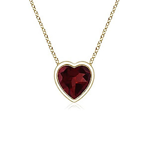 Angara Natural Garnet Solitaire Heart Pendant Necklace for Women in 14K Yellow Gold (Grade-A | 4mm) January Birthstone Jewelry Gift for Women | Birthday | Wedding | Anniversary