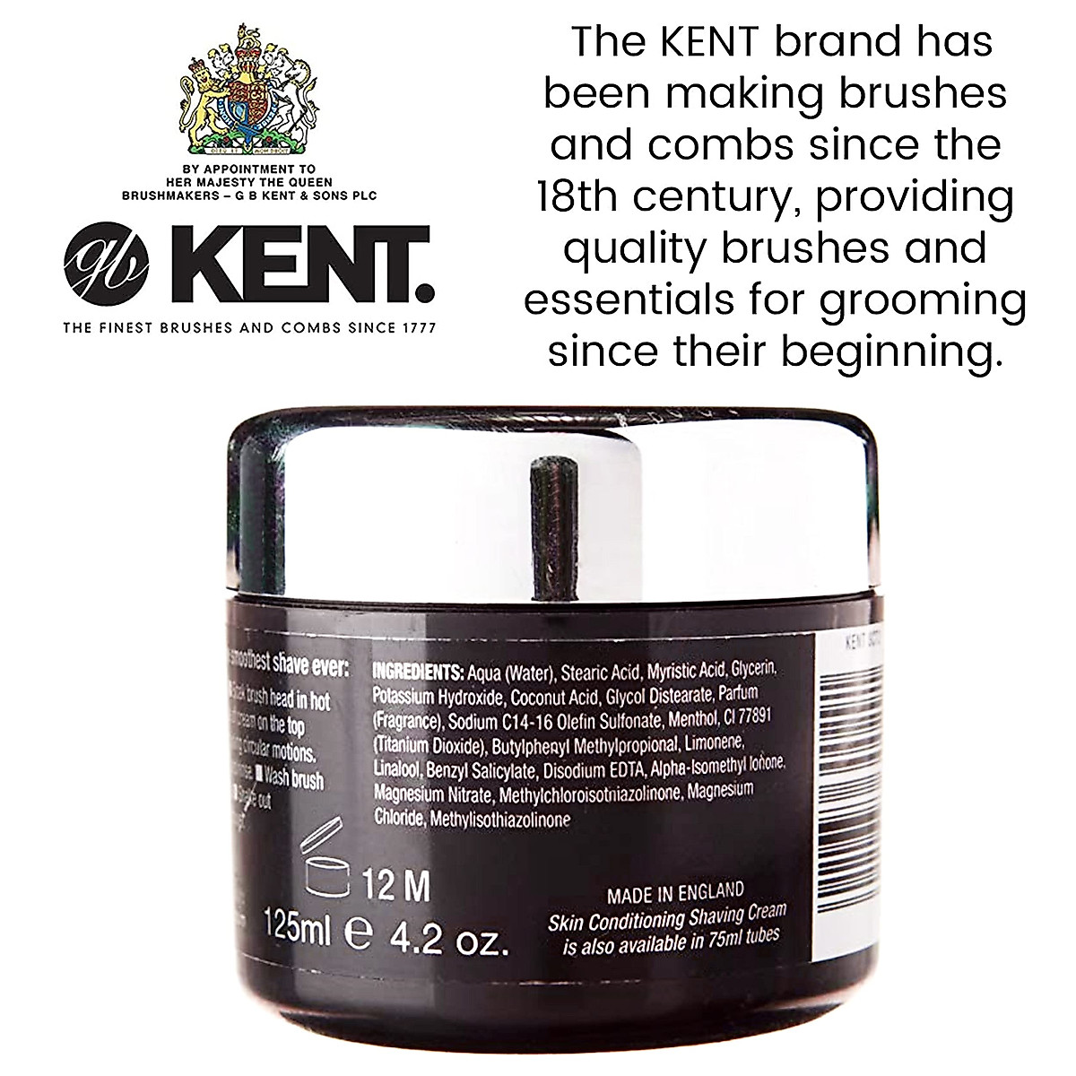 Kent SCT2 Shaving Cream Mens Cooling Menthol Shaving Cream Foam, Perfect Size for Travel or Home Lather Shaving Cream for Men Great for Sensitive Skin