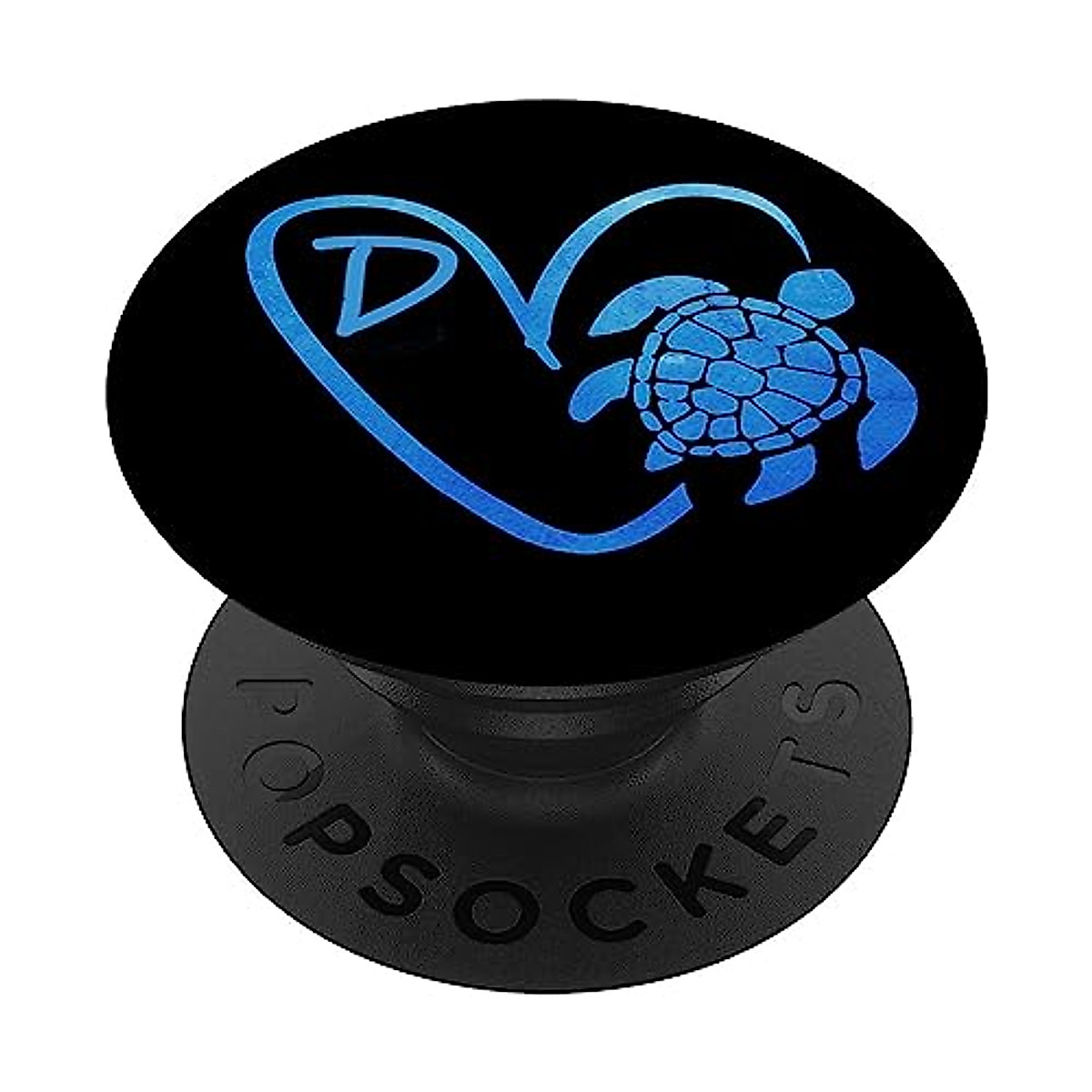 Blue Green Sea Turtle Heart Letter D Initial Name Monogram PopSockets Swappable PopGrip