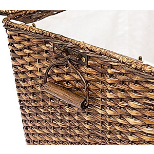 BirdRock Home Rattan Peel Hamper with Lid - Removable Laundry Bag - Machine Washable Canvas Lining - Spacious Interior - Organizer, Brown