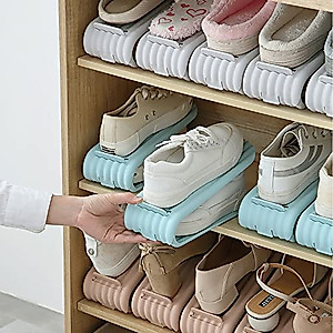 Shoe Racks ZXK Shoe Slots Organizer Stackable Shoe Stackers Adjustable Double Deck Holder for Closet Space Saver Easy Shoe Organizer(10-Pack), Gray