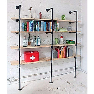 FOF FRIEND OF FAMILY Industrial Retro Wall Mount Iron Pipe Shelf,DIY Open Bookshelf,Hung Bracket,Home Improvement Kitchen Shelves,Tool Utility Shelves, Office Shelves,Ceiling Mount Shelf Shelves