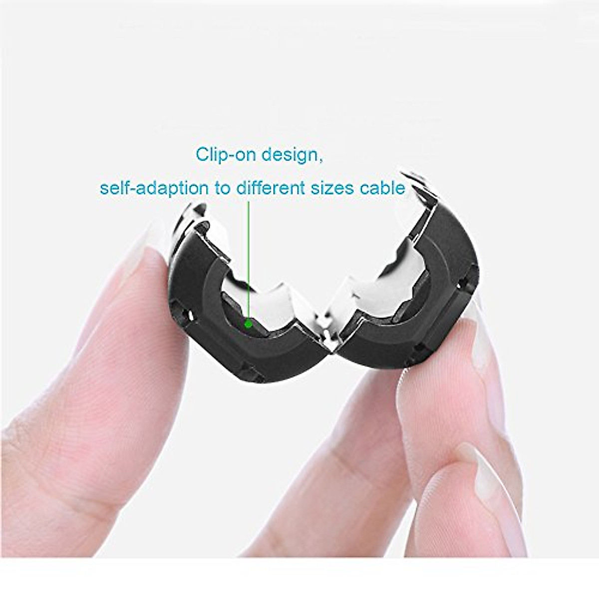 Topnisus 10-Pack Clip-On Ferrite Core Beads for EMI Noise Reduction