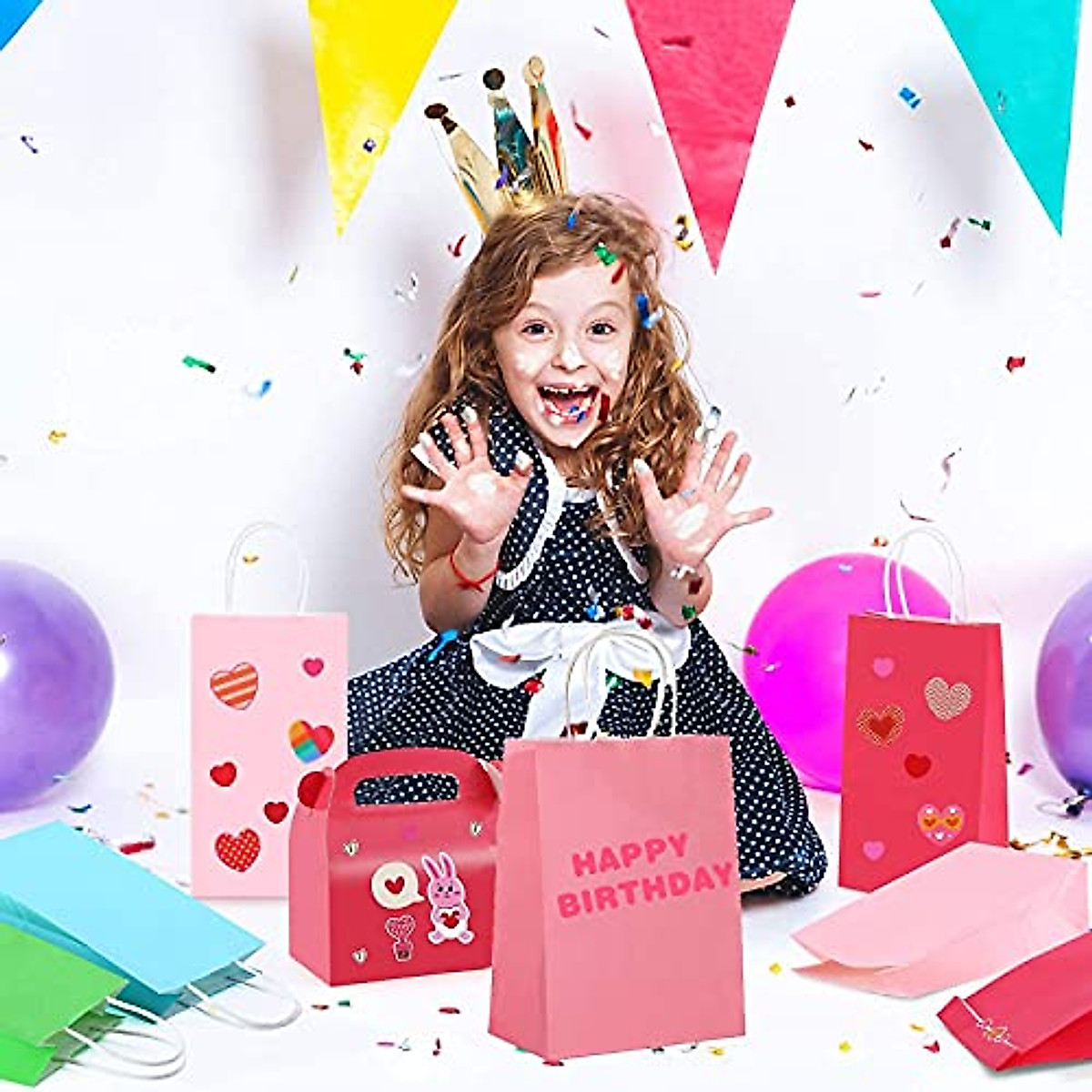 Nexmint Pink Kraft Paper Gift Bags with Handle: 24 Pack L-8" xT-10.5" xW-4.25". Great bags for Gifts, Shopping, Party Favors, Treats, Goodies, Business Tchotchkes, Retail, Bakery and More