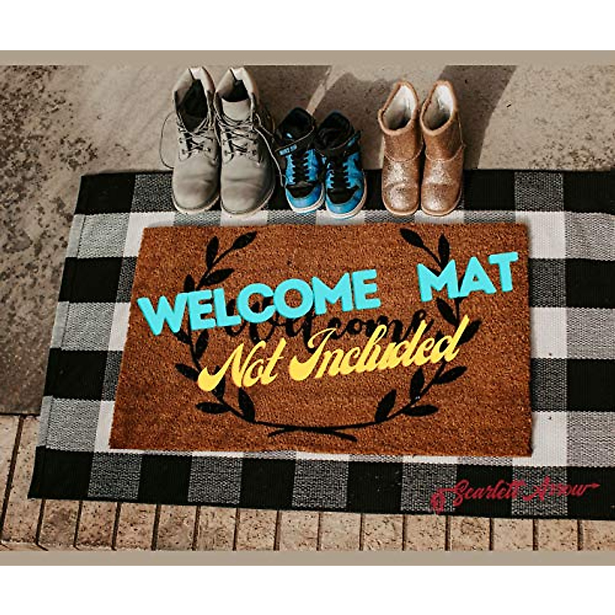 Buffalo Plaid Rug 28" x 43" - Indoor/Outdoor Black and White Checkered Rug - Area Rugs for Layered Door Mats Washable Carpet for Porch/Kitchen/Farmhouse - Washable Thick Plaid Hand-Woven Fabric