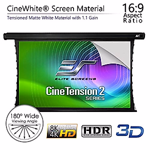 Elite Screens CineTension 2, 100-inch Diagonal 16:9, 4K/8K Tab-Tensioned Electric Drop Down Projection Projector Screen, TE100HW2