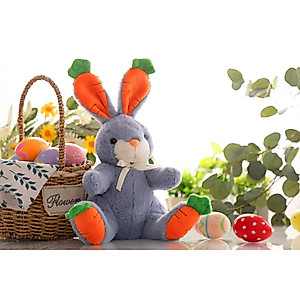 HollyHOME Plush Bunny Stuffed Animal Cute Carrot Rabbit Plush Birthday Easter Gift for Kids 15 inch
