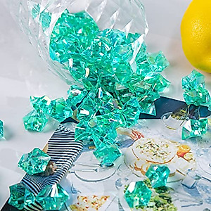 DomeStar Green Fake Crushed Ice Rocks, 180 PCS Fake Diamonds Plastic Gems Acrylic Clear Ice Rock Diamond Crystals for Vase Fillers Table Scatter Party Home Decoration Wedding Display