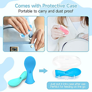 Morlike Baby Food Pouch Topper Silicone Spoons with Travel Cases, Squeeze Pouch Attachment Toppers for Travel and Feeding (6 Pack) - Not Include Squeeze Pouch